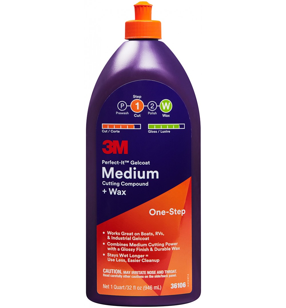 3M™ Perfect-It™ Gelcoat Medium Cutting Compound + Wax, Quart, 36106